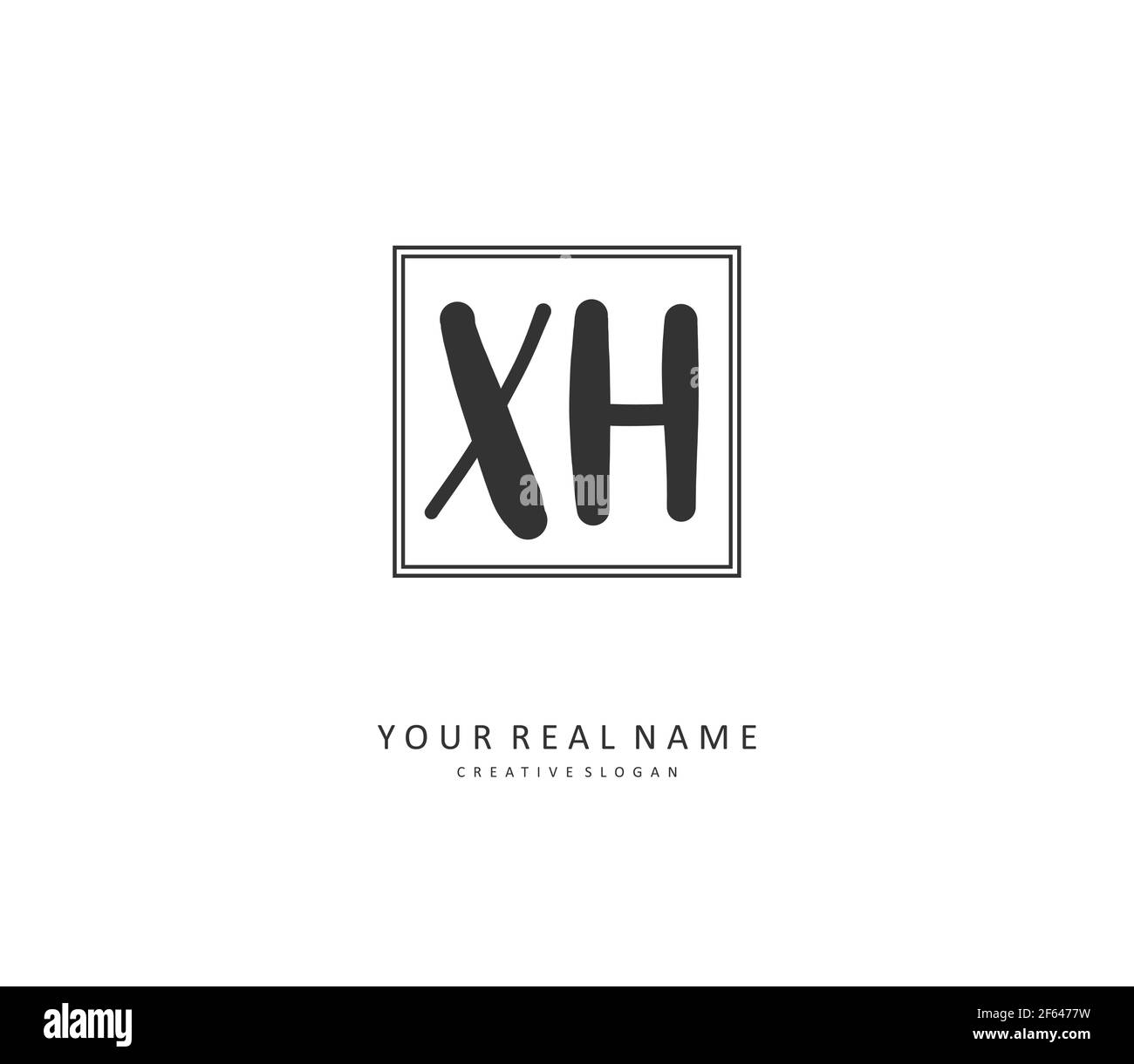X H XH Initial letter handwriting and signature logo. A concept ...