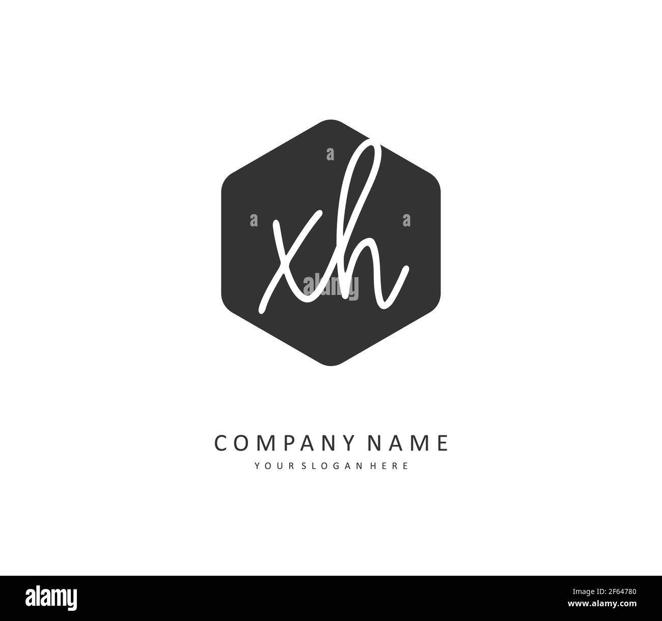X H XH Initial letter handwriting and signature logo. A concept ...
