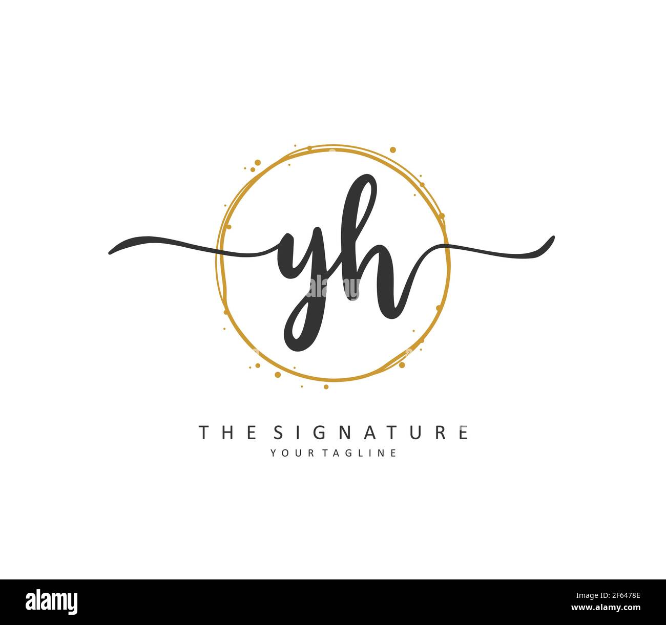 Y H YH Initial letter handwriting and signature logo. A concept ...