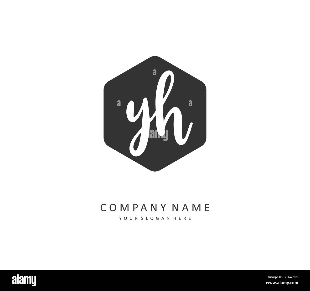 Y H YH Initial letter handwriting and signature logo. A concept ...