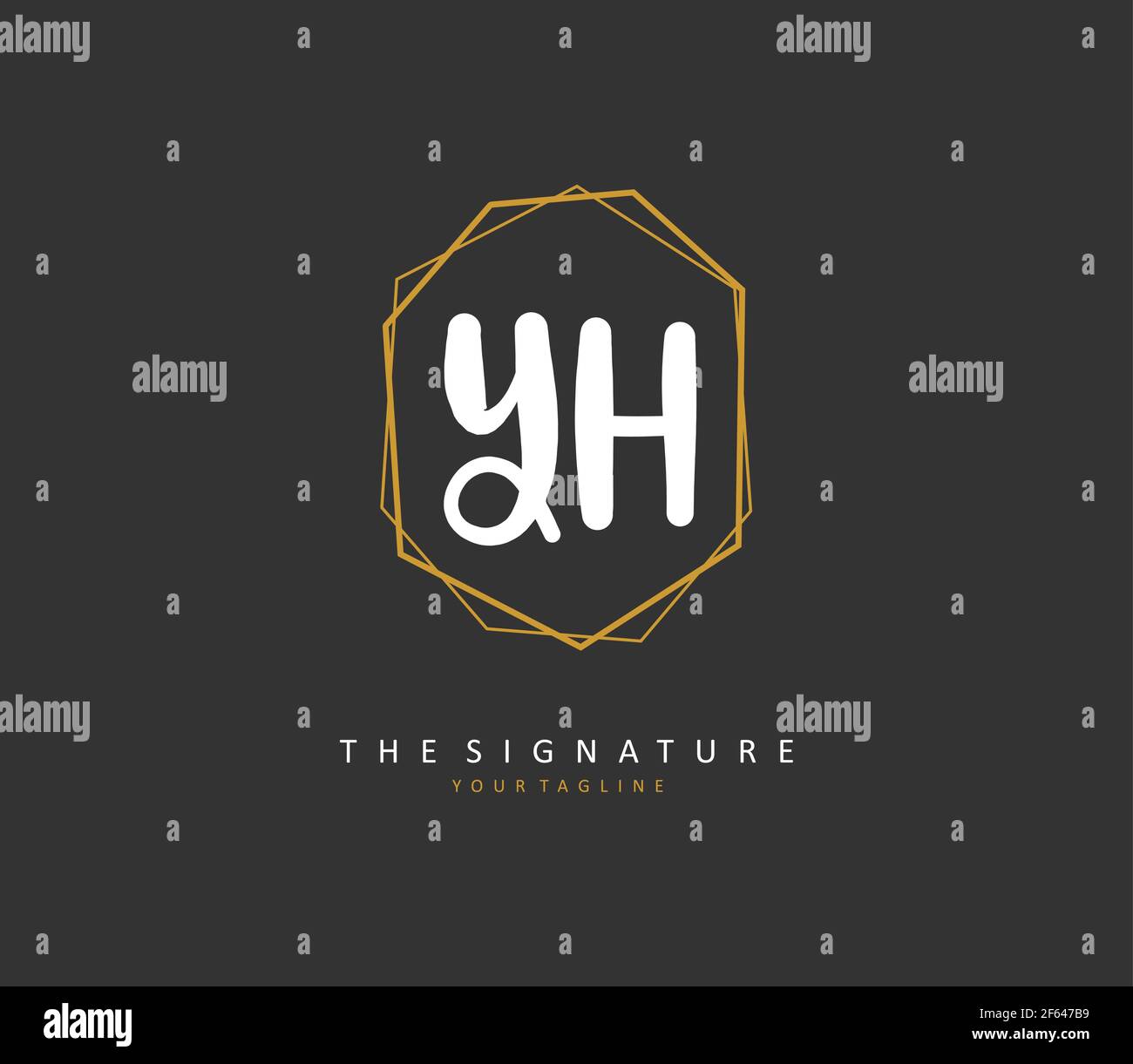 Y H YH Initial letter handwriting and signature logo. A concept ...