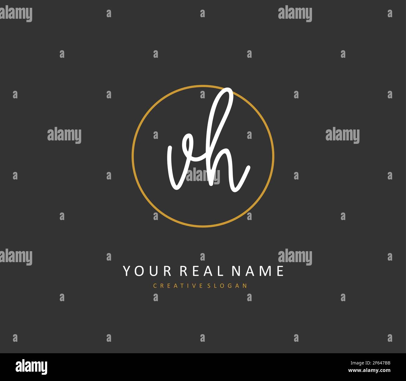 V H VH Initial letter handwriting and signature logo. A concept ...