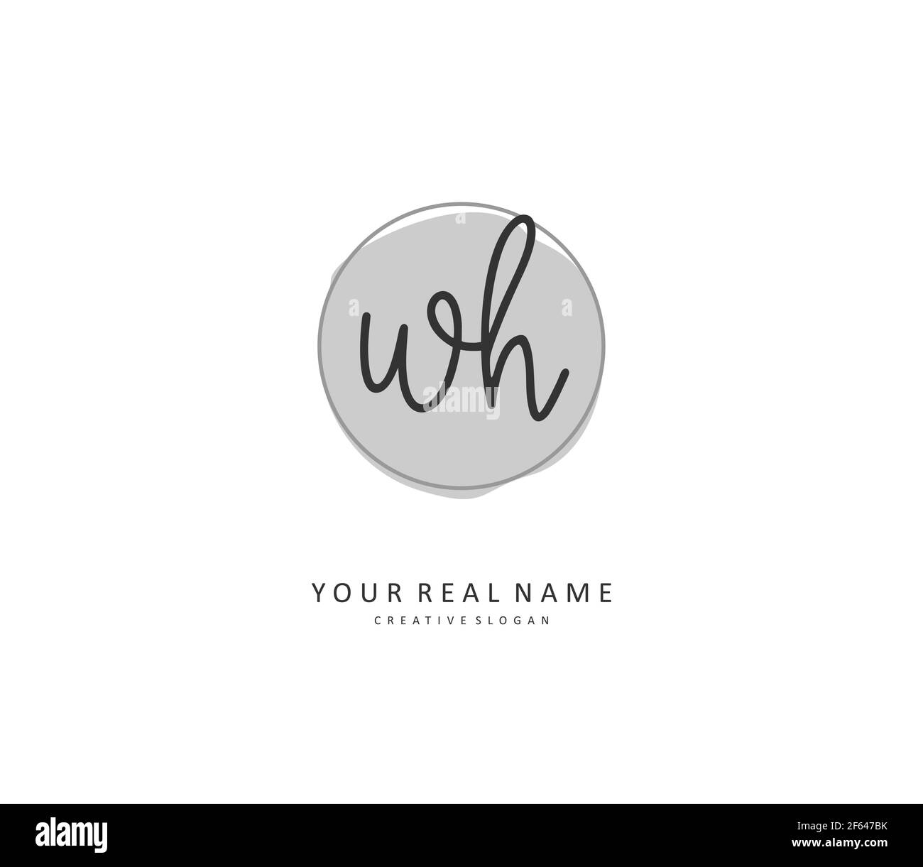 W H WH Initial letter handwriting and signature logo. A concept ...
