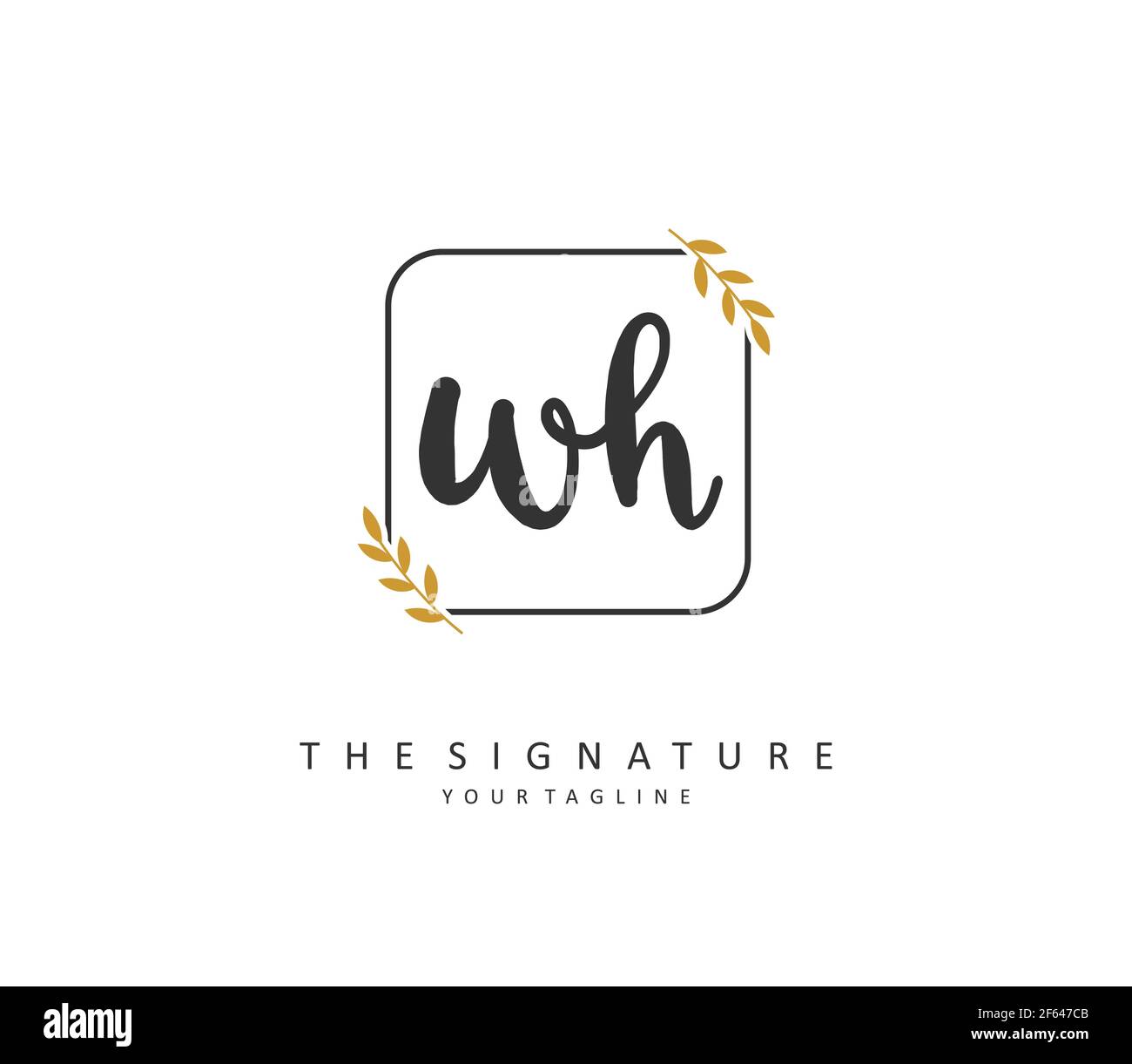 W H WH Initial letter handwriting and signature logo. A concept ...