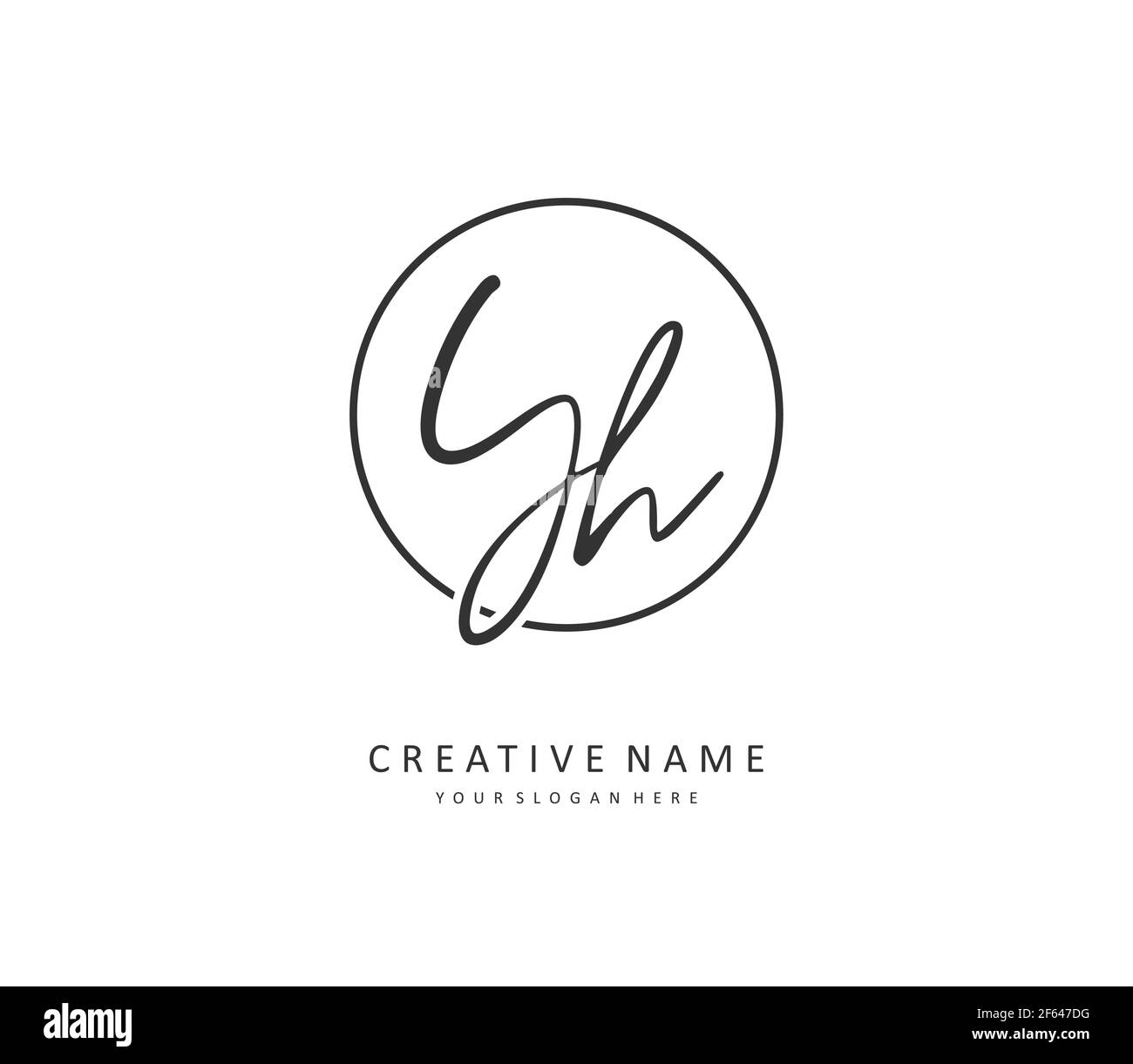 Y H YH Initial letter handwriting and signature logo. A concept ...