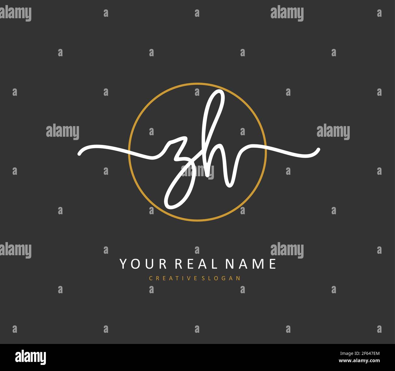 Z H ZH Initial letter handwriting and signature logo. A concept ...