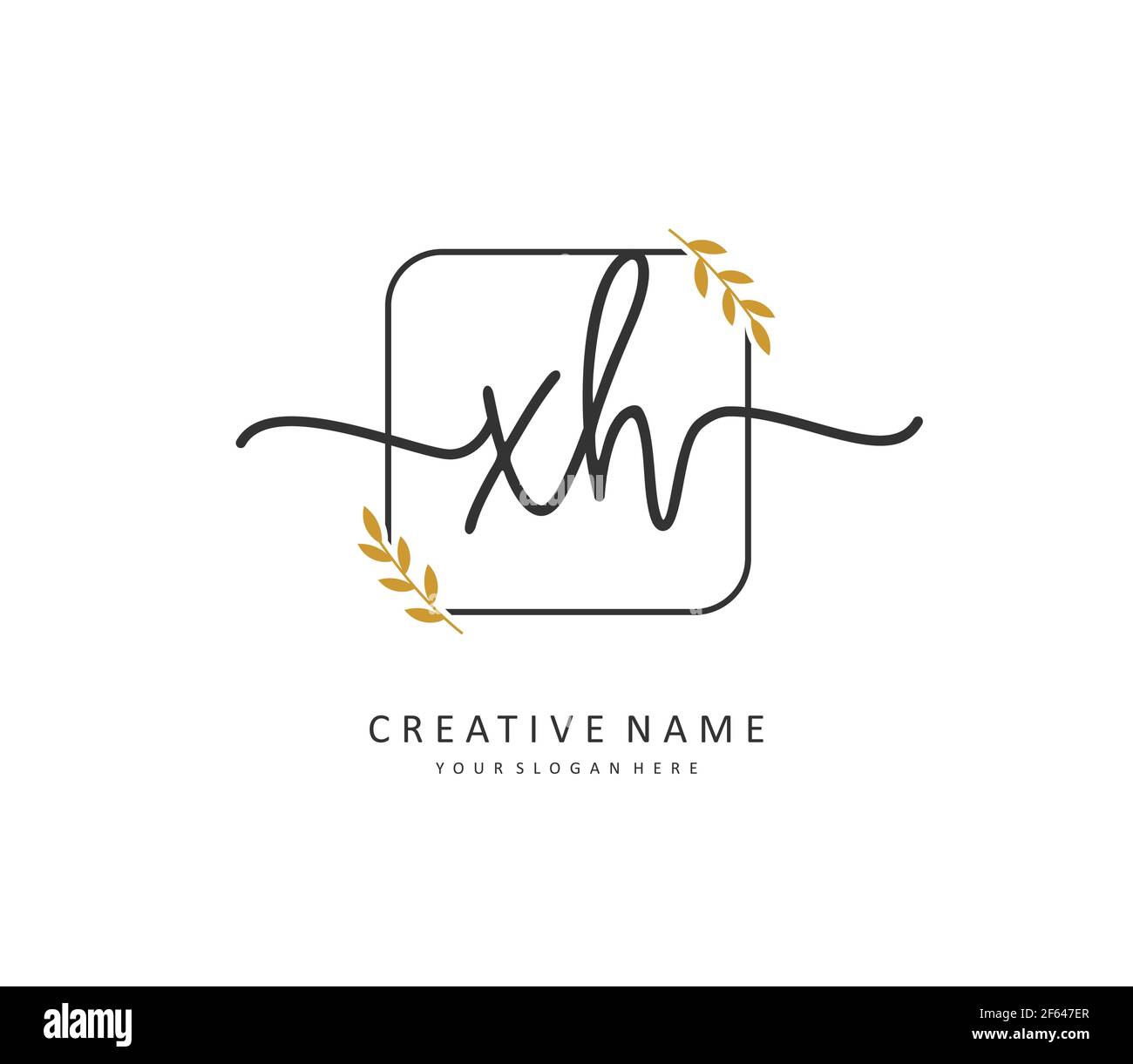 X H XH Initial letter handwriting and signature logo. A concept ...