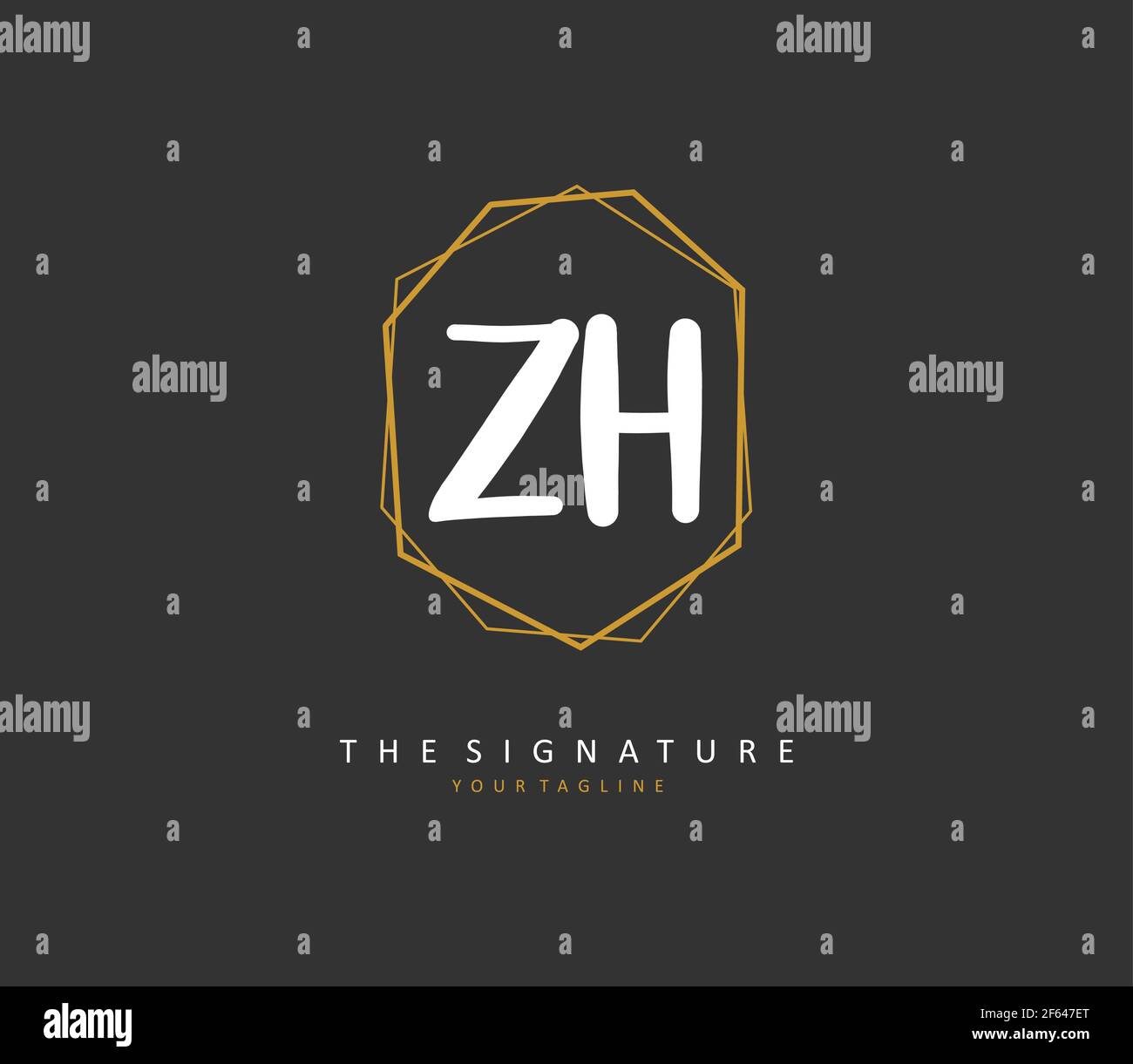 Z H ZH Initial letter handwriting and signature logo. A concept ...