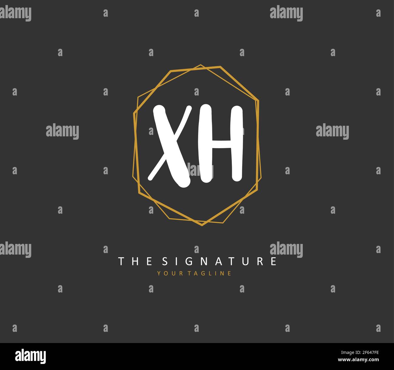 X H XH Initial letter handwriting and signature logo. A concept ...