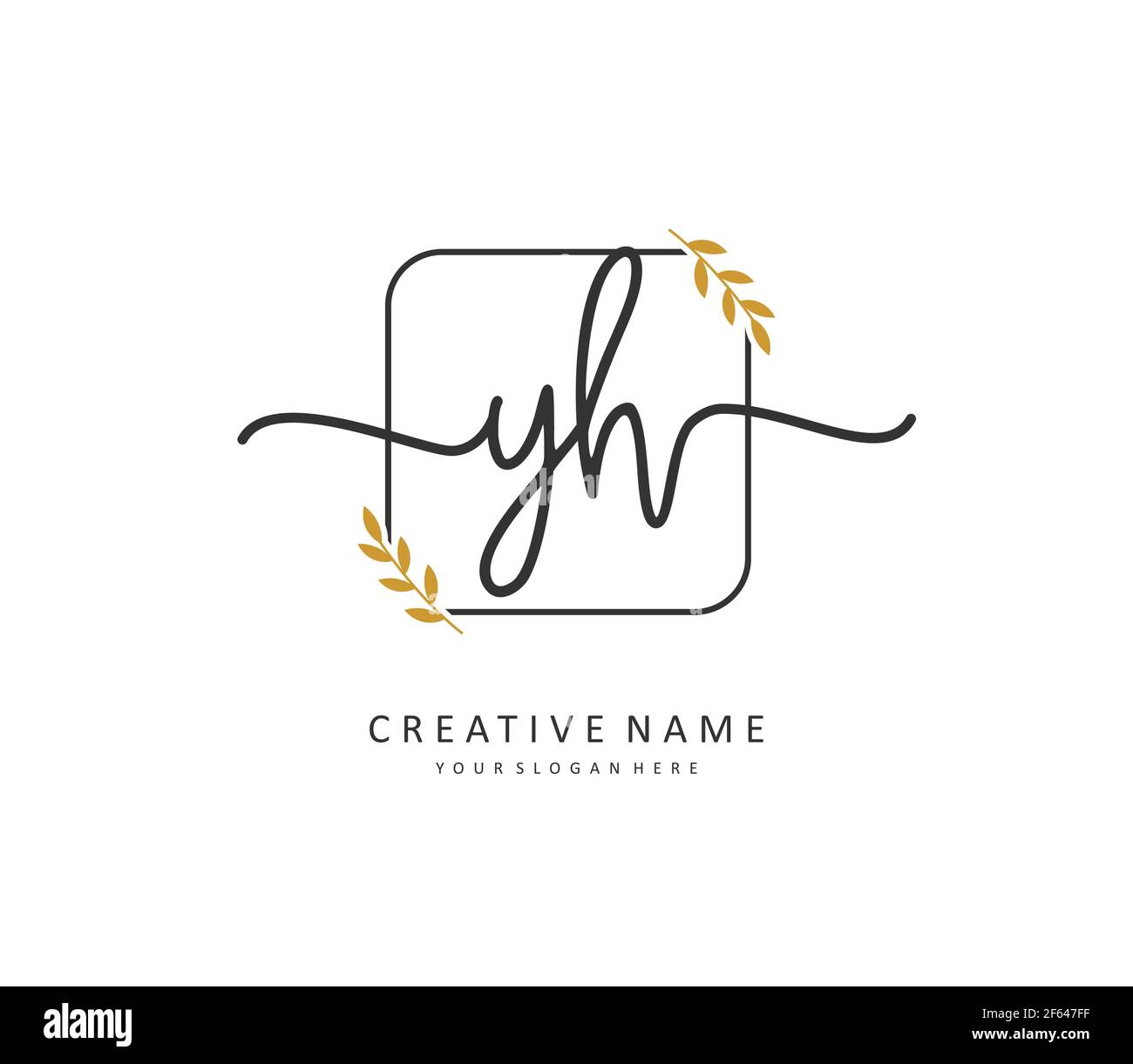 Y H YH Initial letter handwriting and signature logo. A concept ...