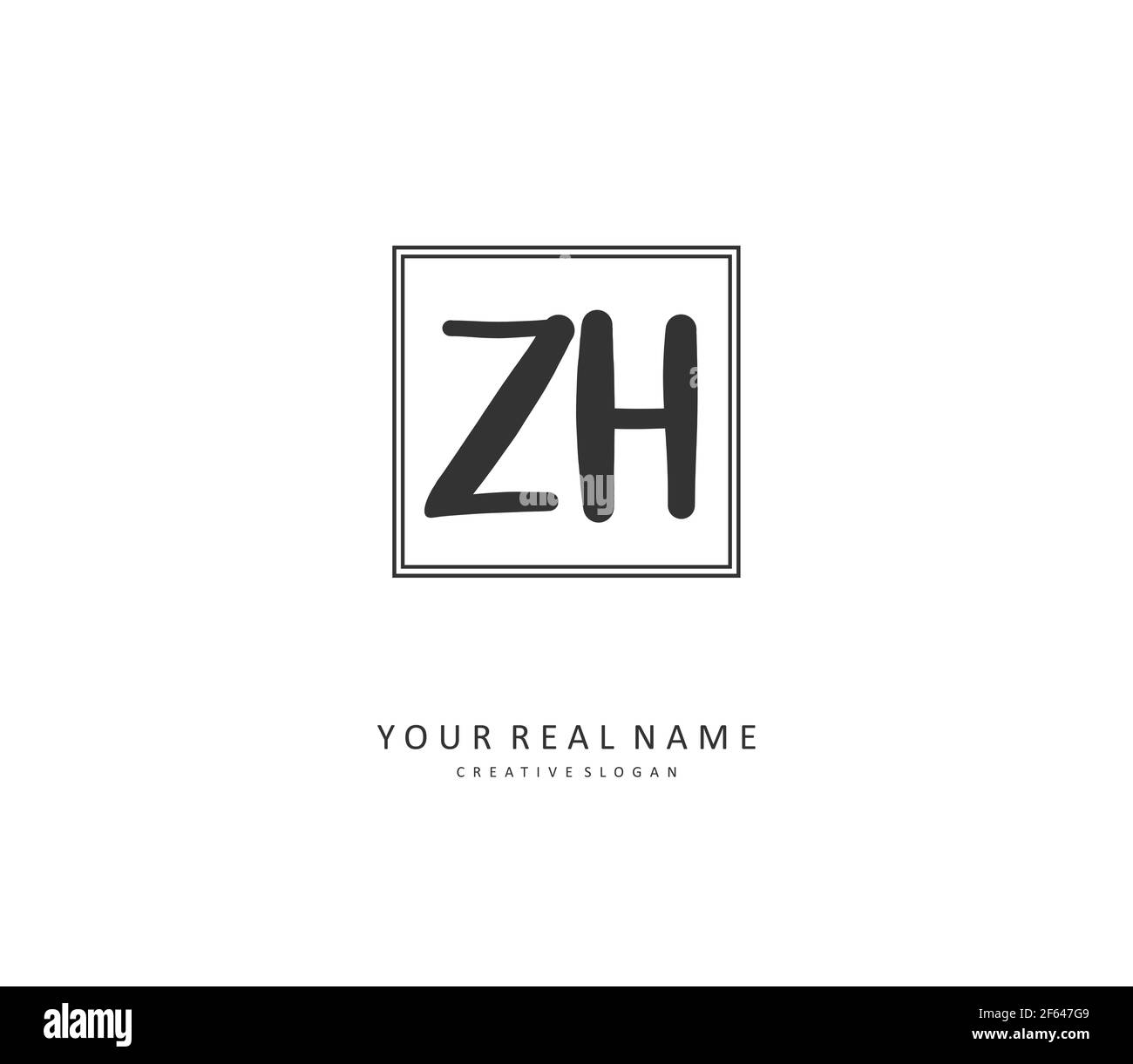 Z H ZH Initial letter handwriting and signature logo. A concept ...
