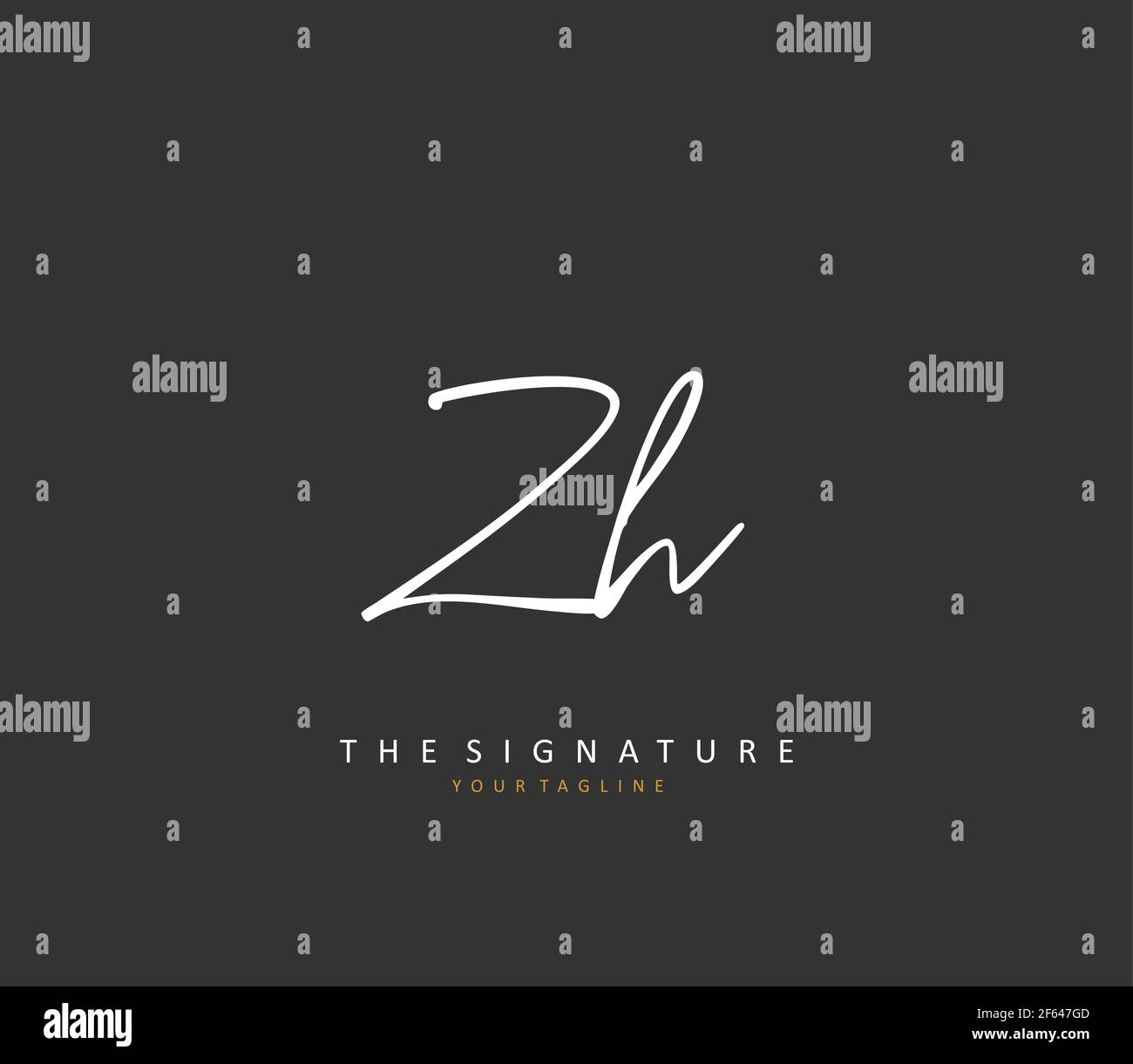 Z H ZH Initial letter handwriting and signature logo. A concept ...