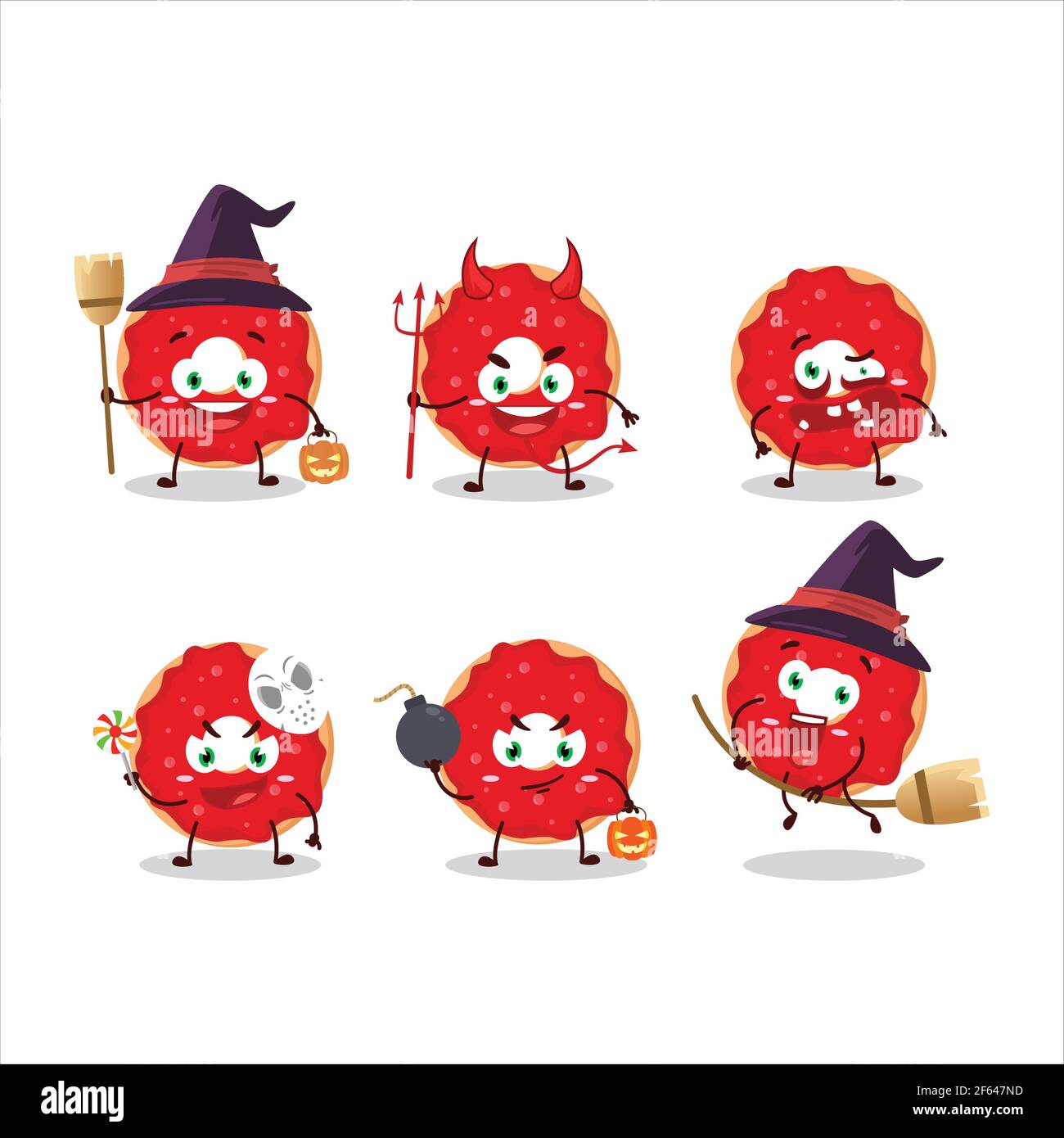 Halloween expression emoticons with cartoon character of raspberry ...