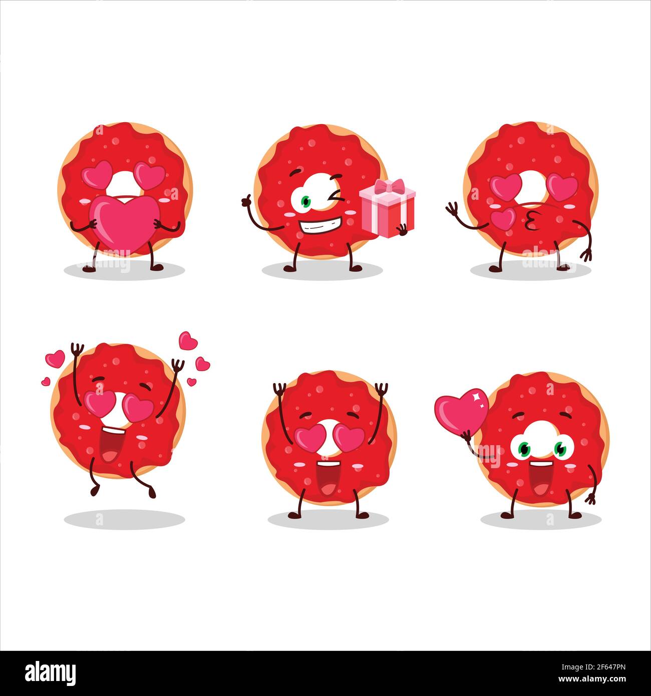 Raspberry donut cartoon character with love cute emoticon Stock Vector ...