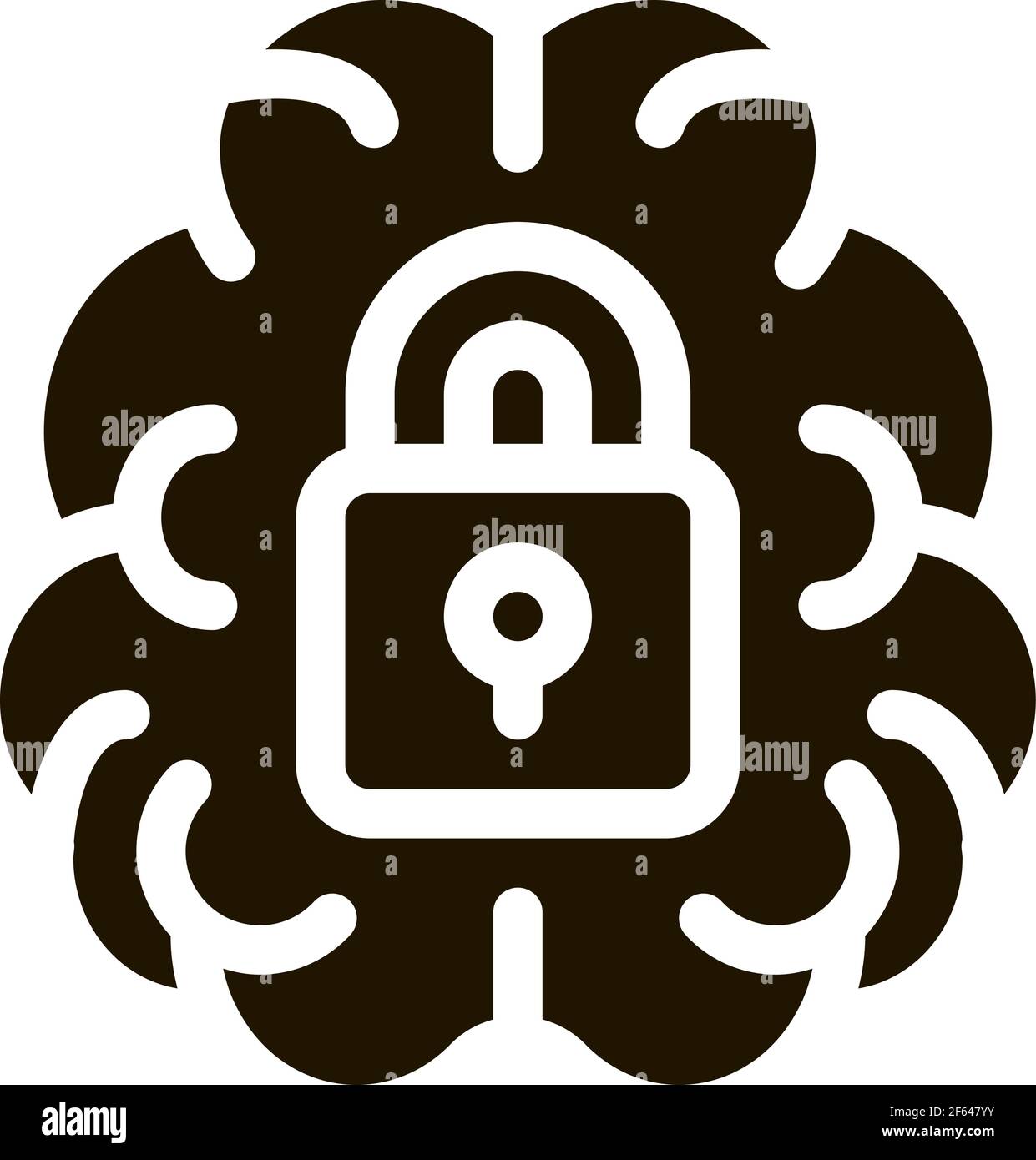 Brain And Locked Padlock Icon Illustration Stock Vector Image & Art - Alamy