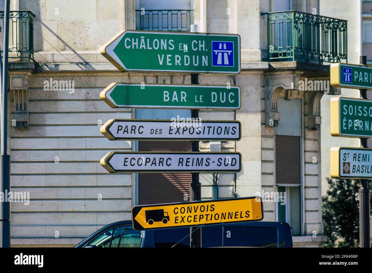 Reims France March 29, 2021 Street sign or road sign, erected at the ...