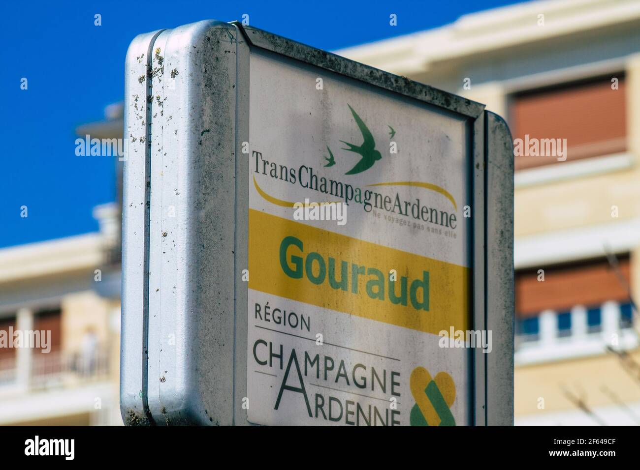 Reims France March 29, 2021 Street sign or road sign, erected at the ...
