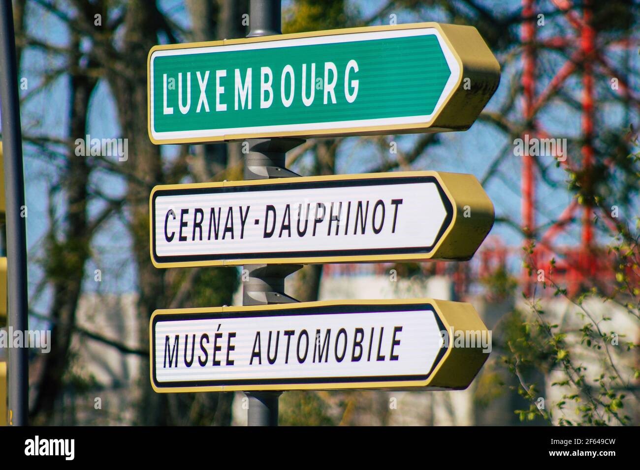 Reims France March 29, 2021 Street sign or road sign, erected at the ...