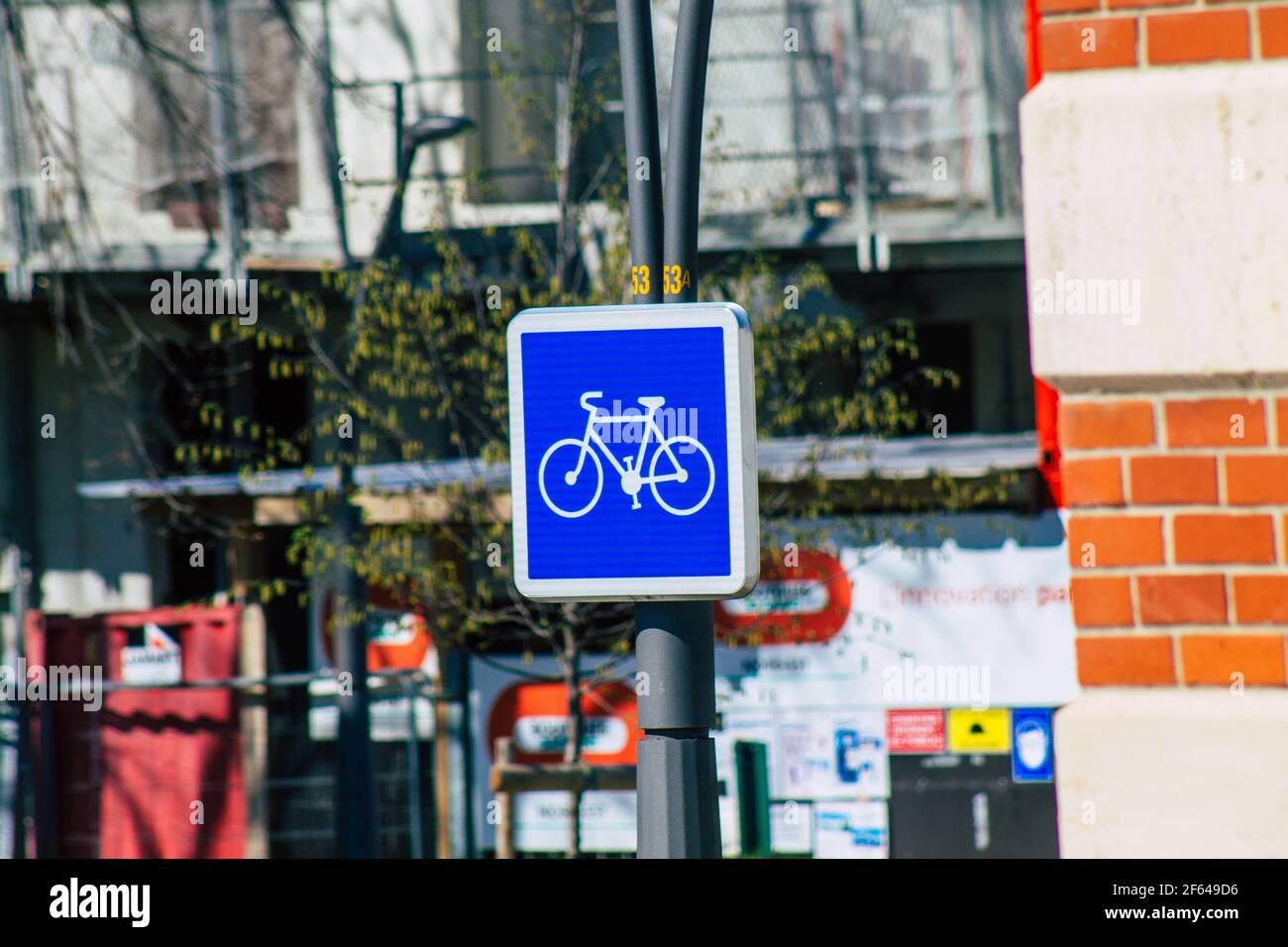 Reims France March 29, 2021 Street sign or road sign, erected at the ...