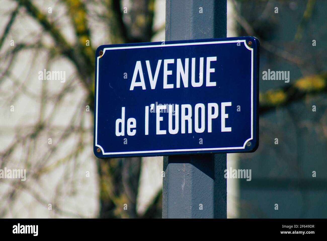 Reims France March 29, 2021 Street sign or road sign, erected at the ...