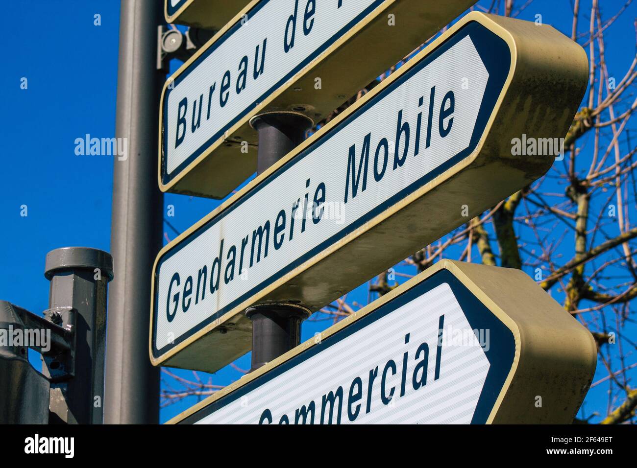 Reims France March 29, 2021 Street sign or road sign, erected at the ...