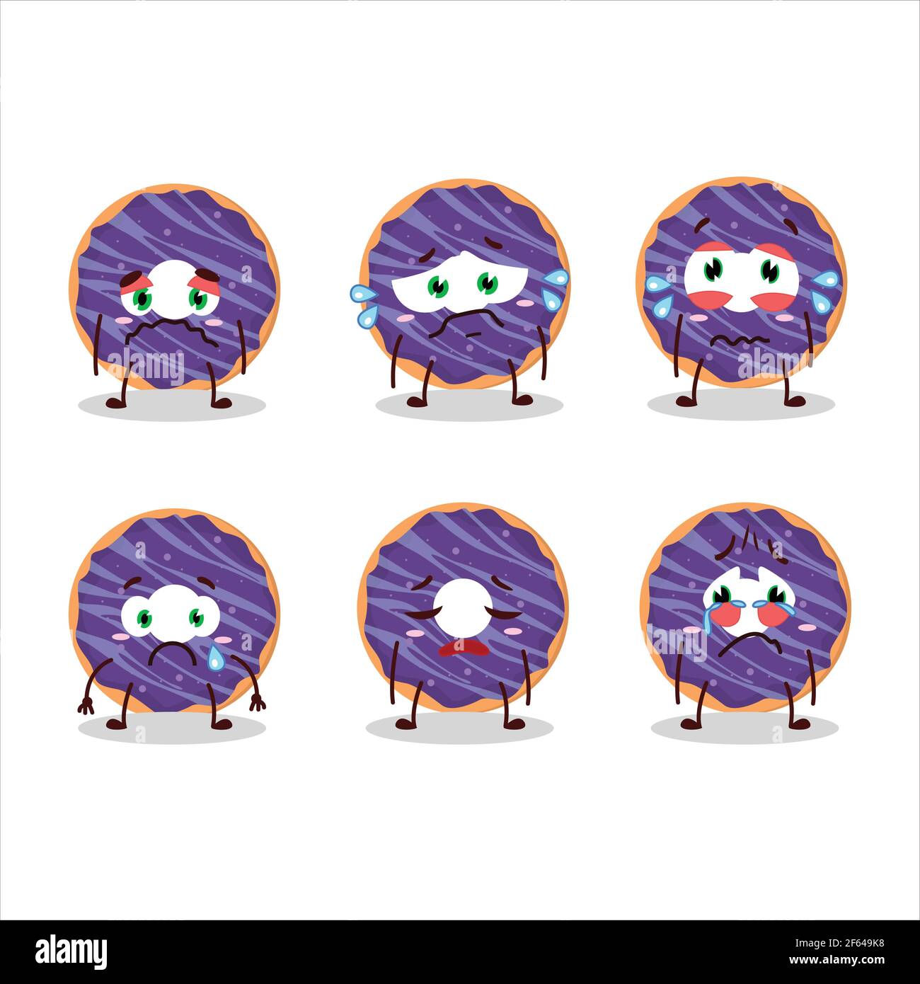 Blueberry donut cartoon character with sad expression. Vector ...