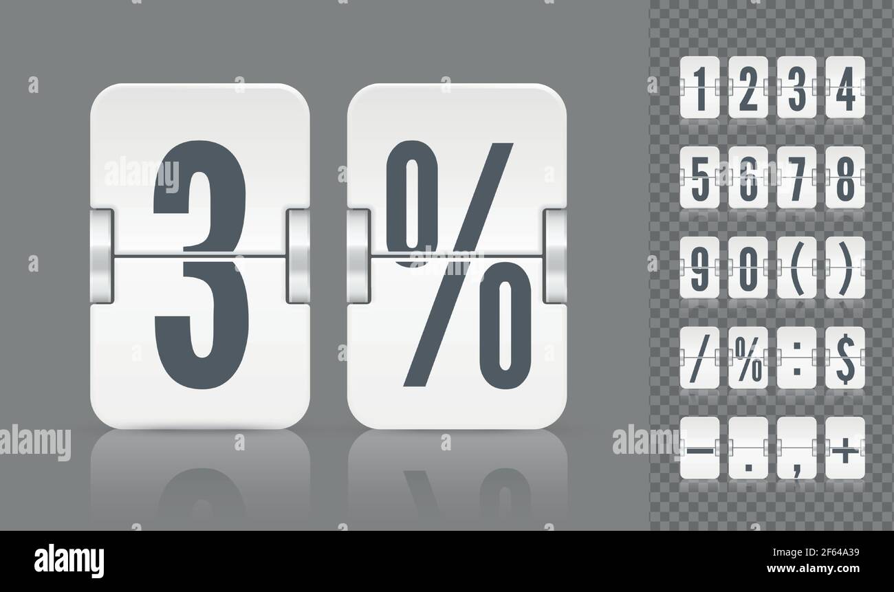 Vector Numeric template for your design. Set of flip scoreboard with ...