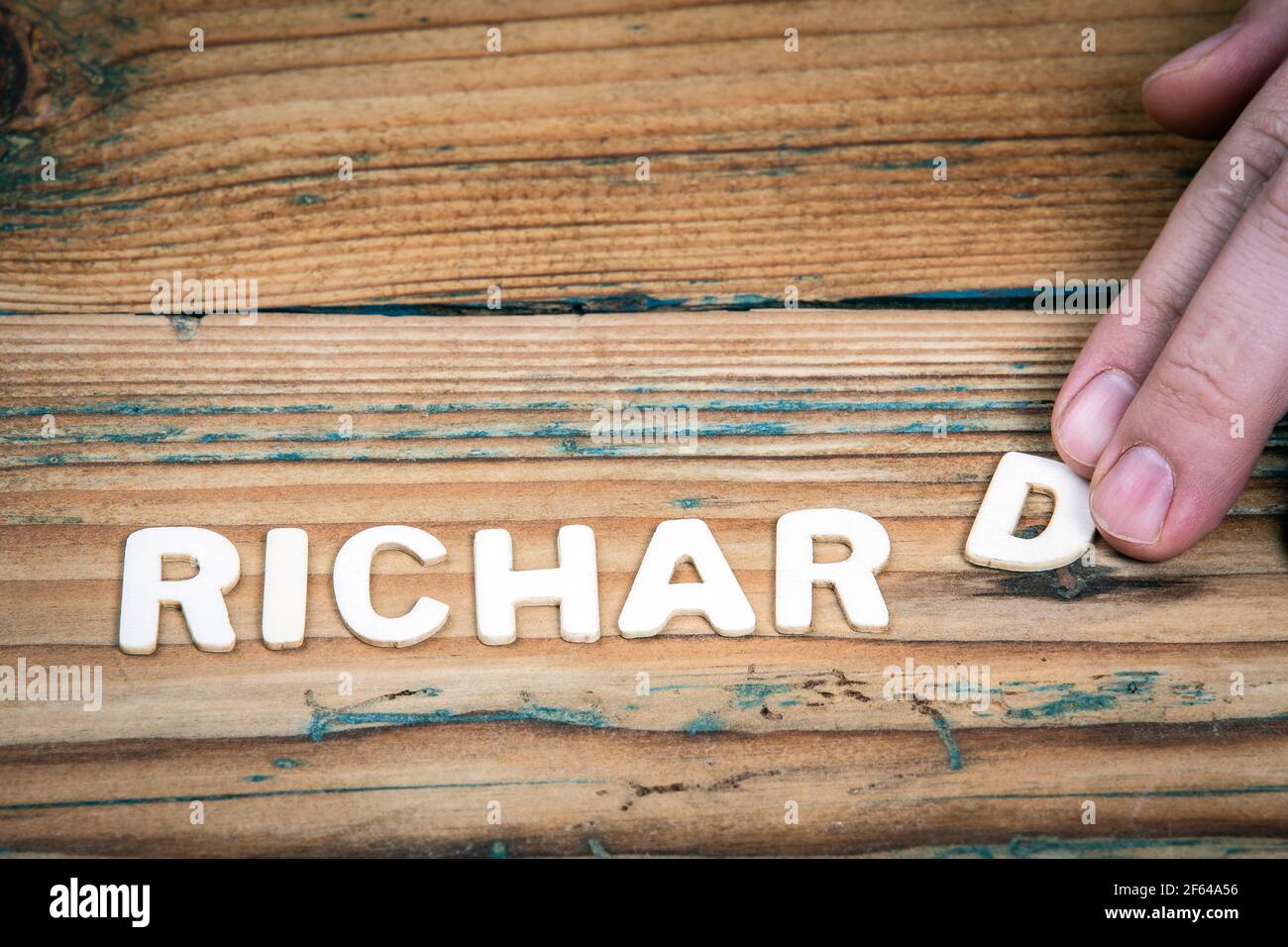 RICHARD. Name of men and boys. Birthday concept. White letters of the ...