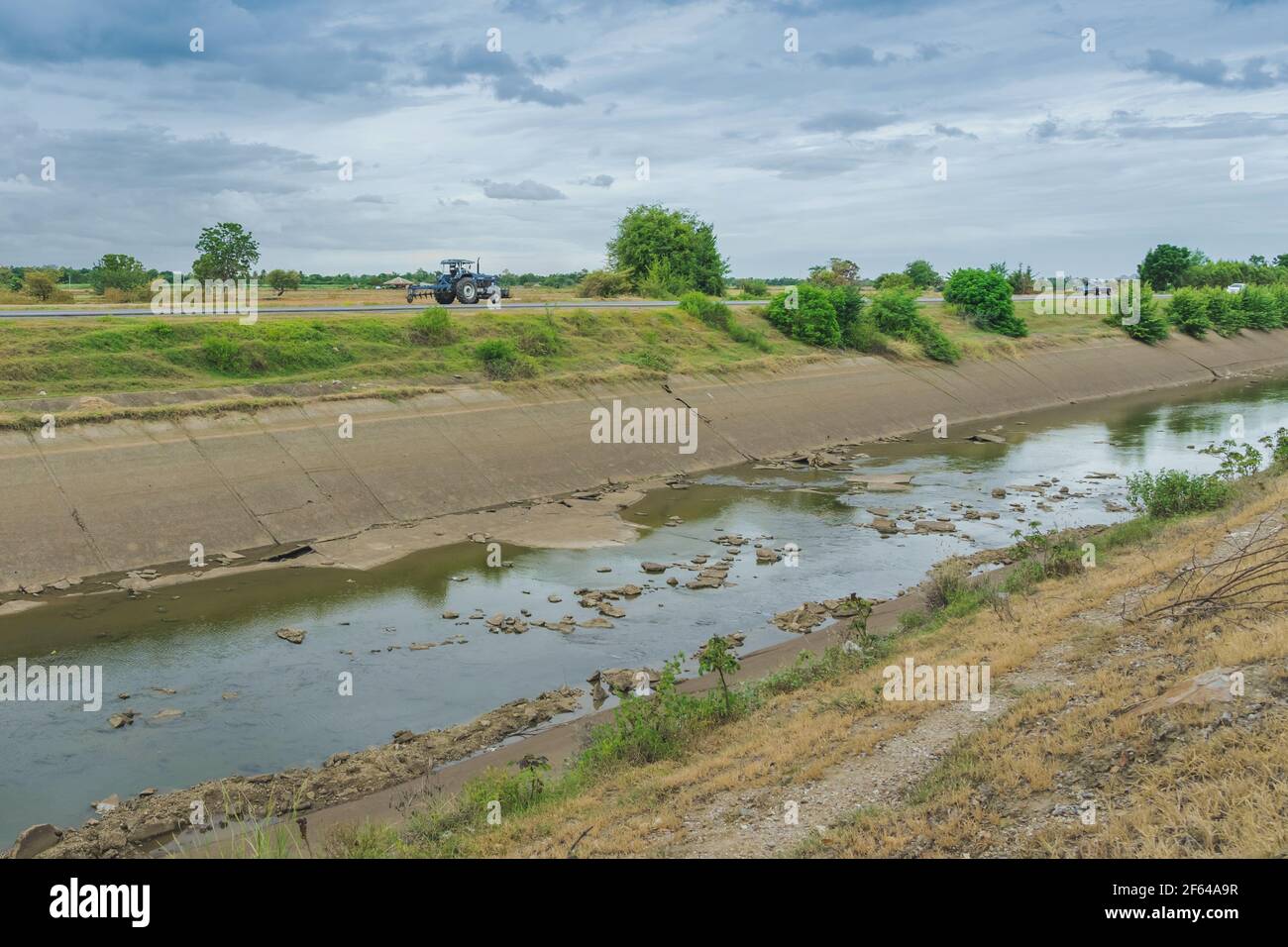 Irrigation canal or irrigation channel in concrete wall Send water from ...