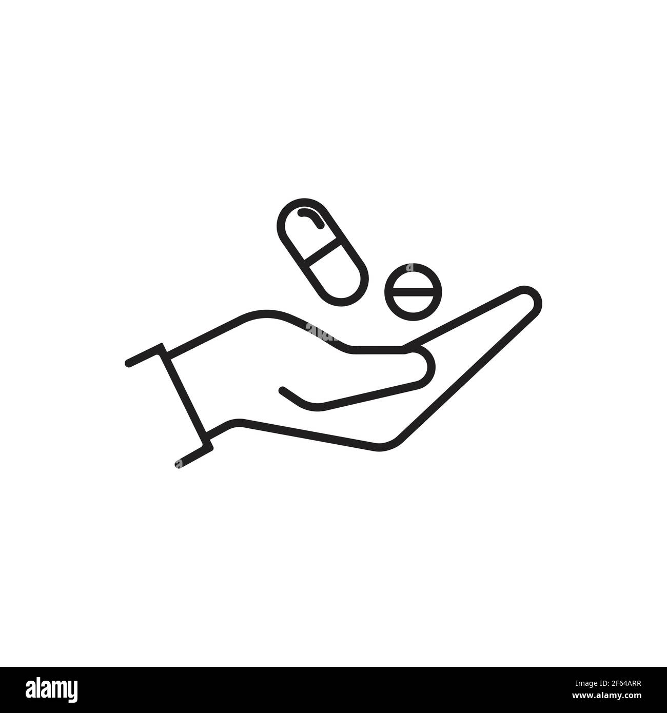 Hand with prescription drugs pill tablets and capsules icon vector for ...