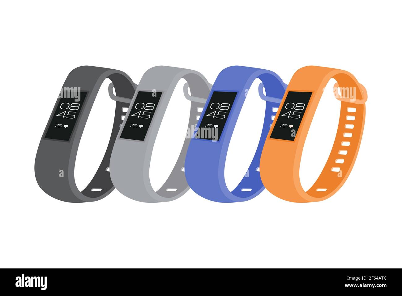 vector illustration of fitness activity tracker in different color ...