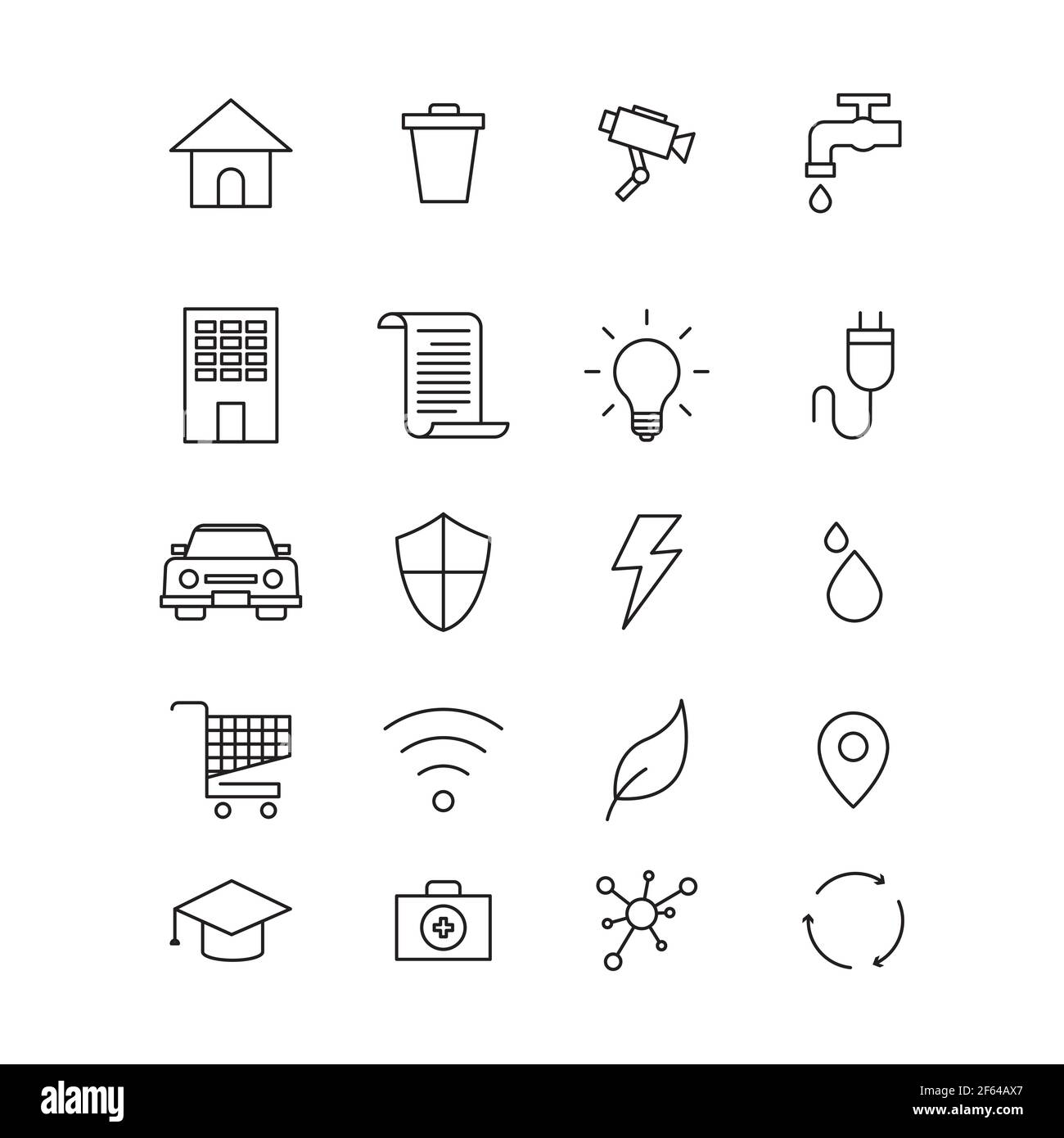smart city icon collection, outline style vector design Stock Vector ...