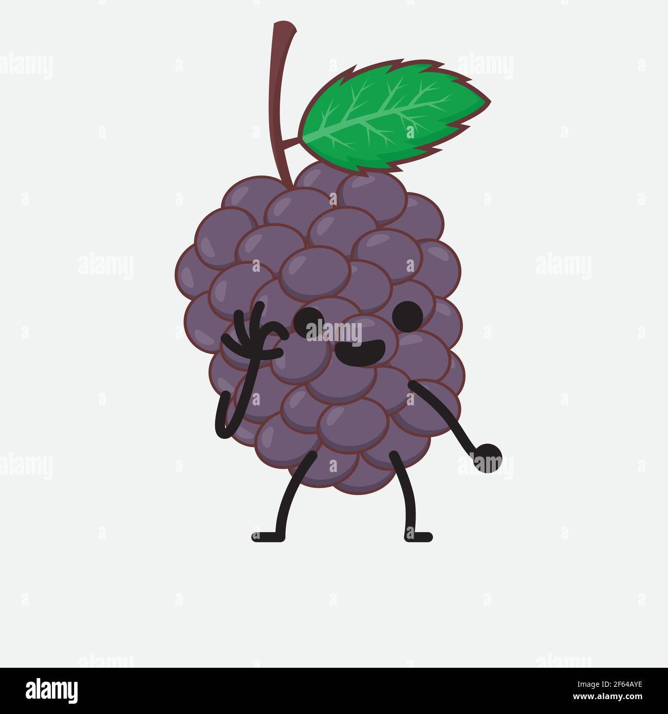 Vector Illustration of Mulberry Fruit Character with cute face, simple ...