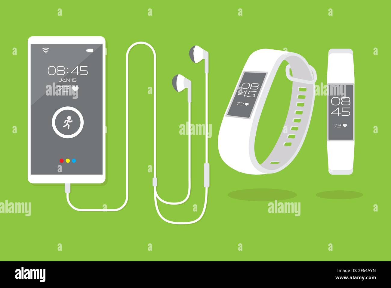 Wearable technology smartphone and fitness activity tracker vector ...