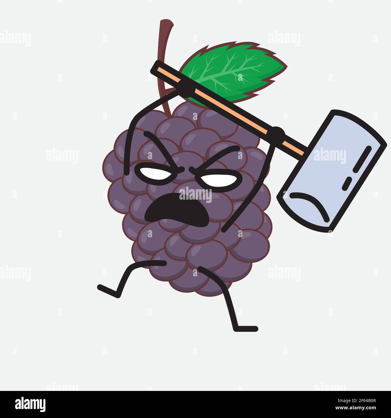 Vector Illustration of Mulberry Fruit Character with cute face, simple ...