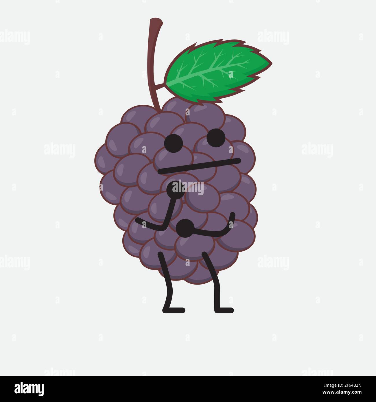 Vector Illustration of Mulberry Fruit Character with cute face, simple ...