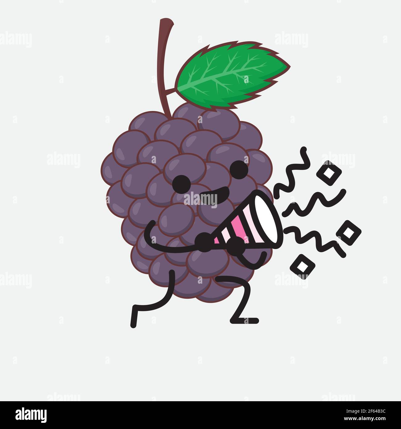 Vector Illustration of Mulberry Fruit Character with cute face, simple ...