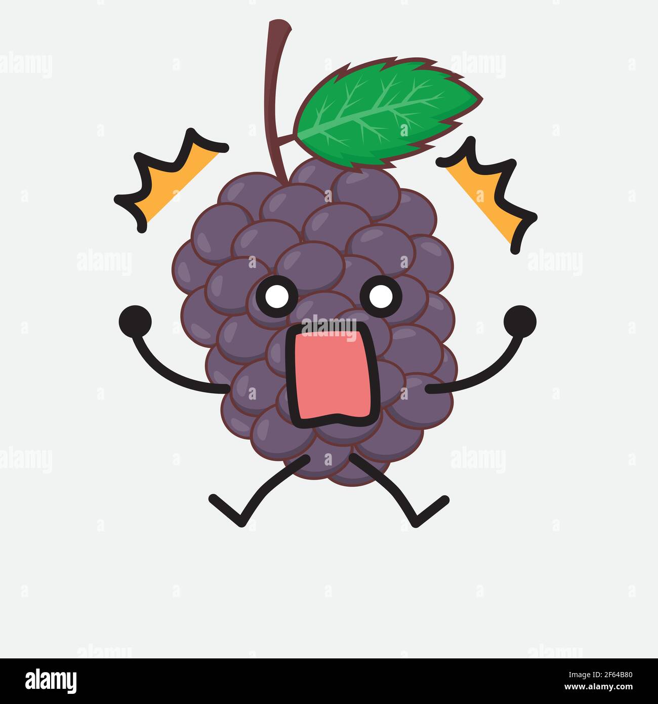 Vector Illustration of Mulberry Fruit Character with cute face, simple ...