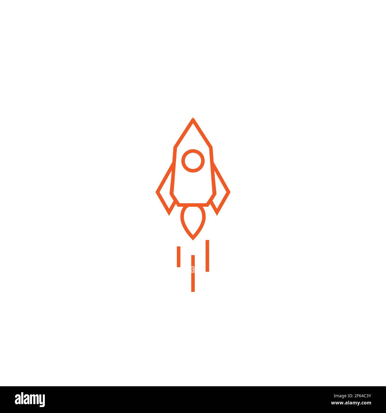 Rocket line ship isolated on white. Flat icon. Vector illustration with ...