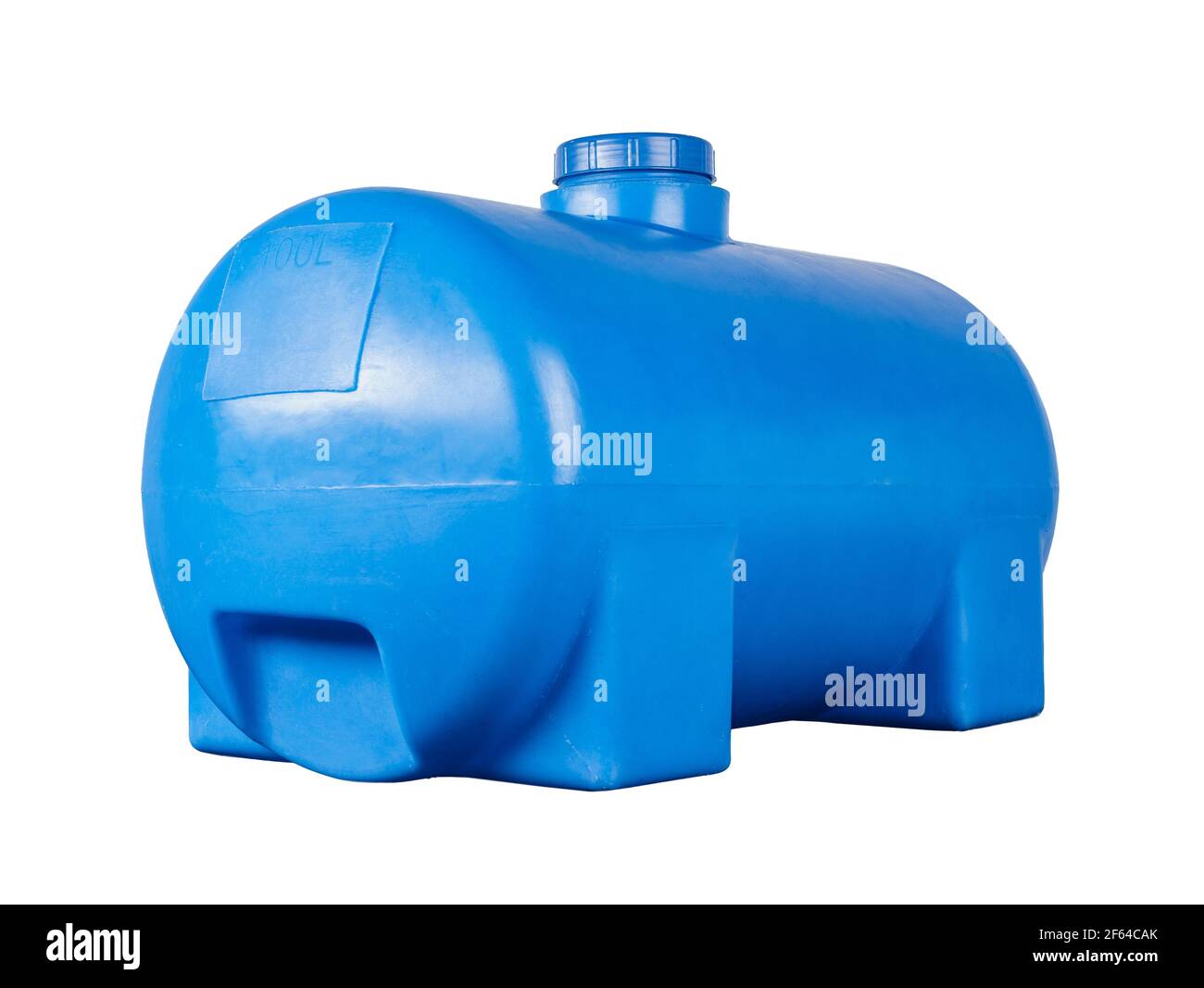 Blue plastic water tank isolated on white Stock Photo - Alamy