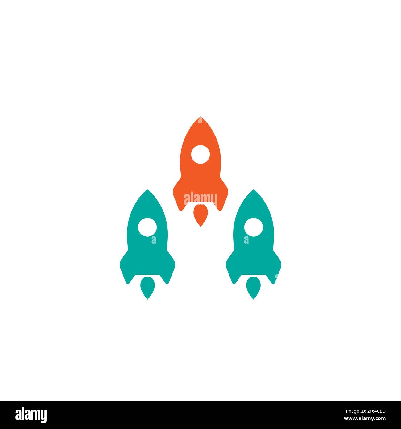 Three rockets fly up on white background. Launch, upgraid icon ...