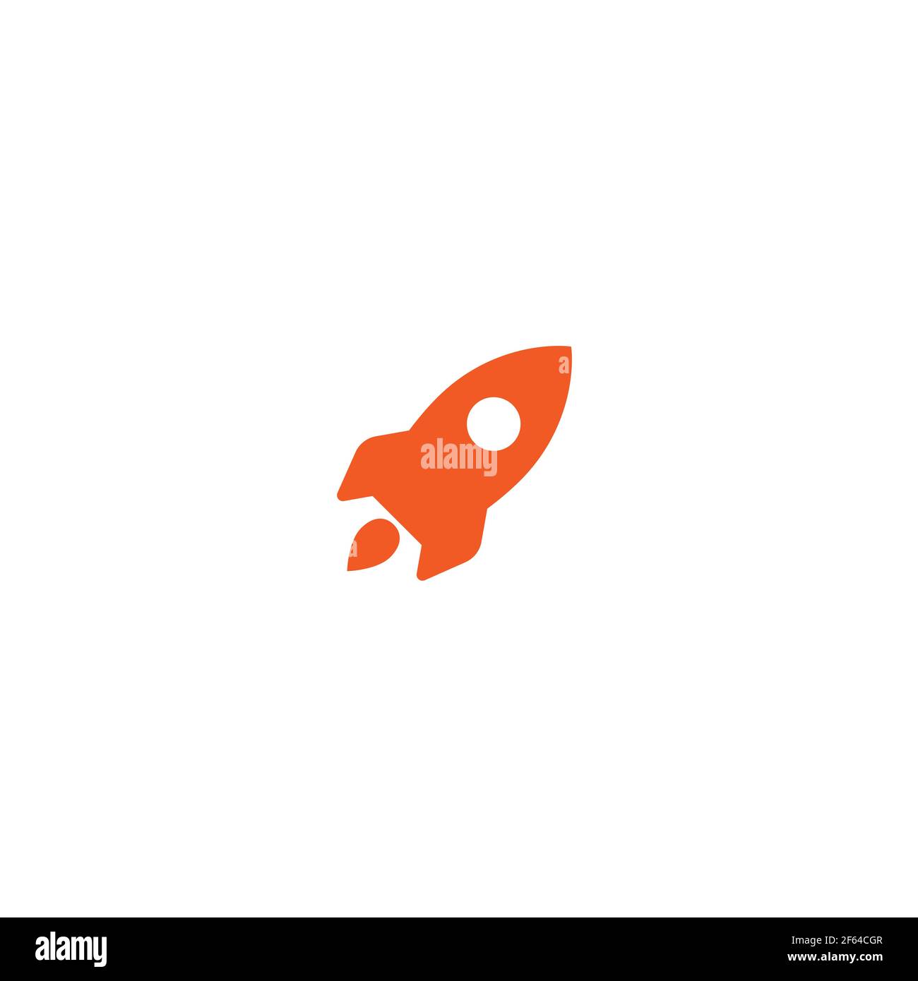 Rocket ship with fire. Isolated on white. Flat icon. Vector ...