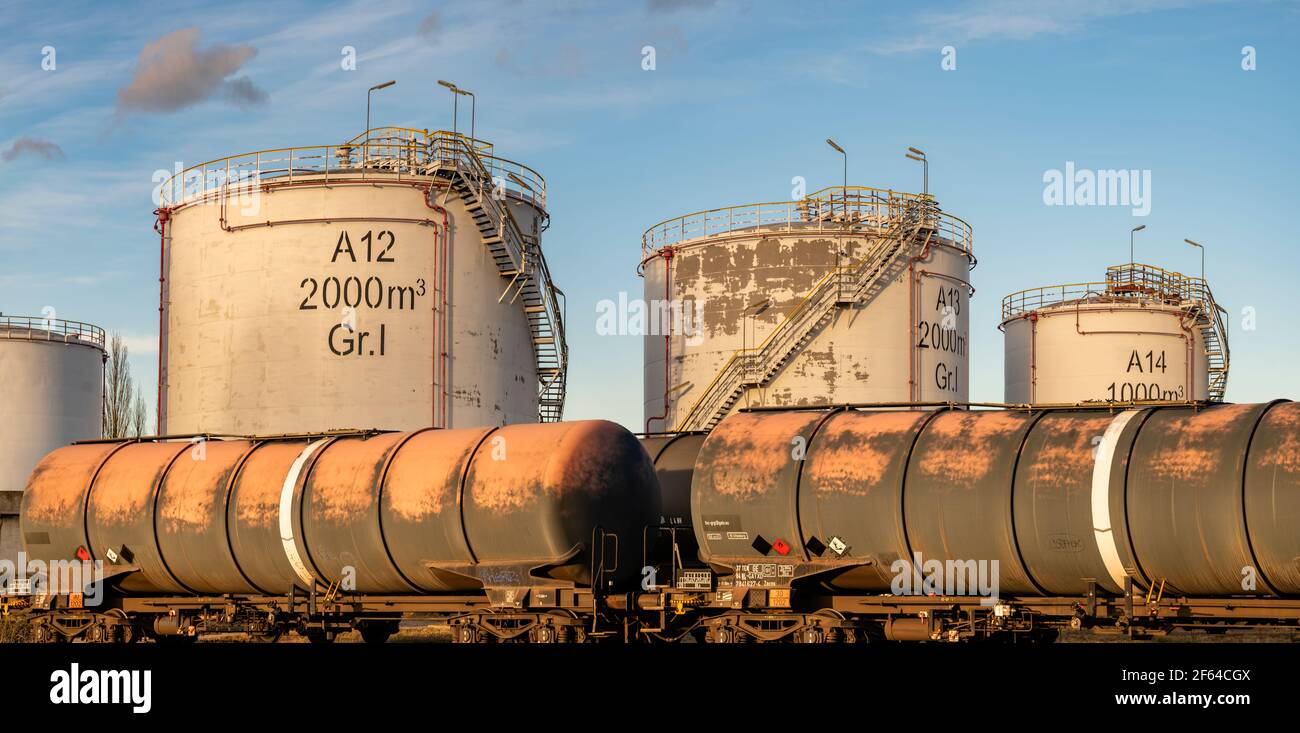 Rail tank at the filling station Stock Photo - Alamy