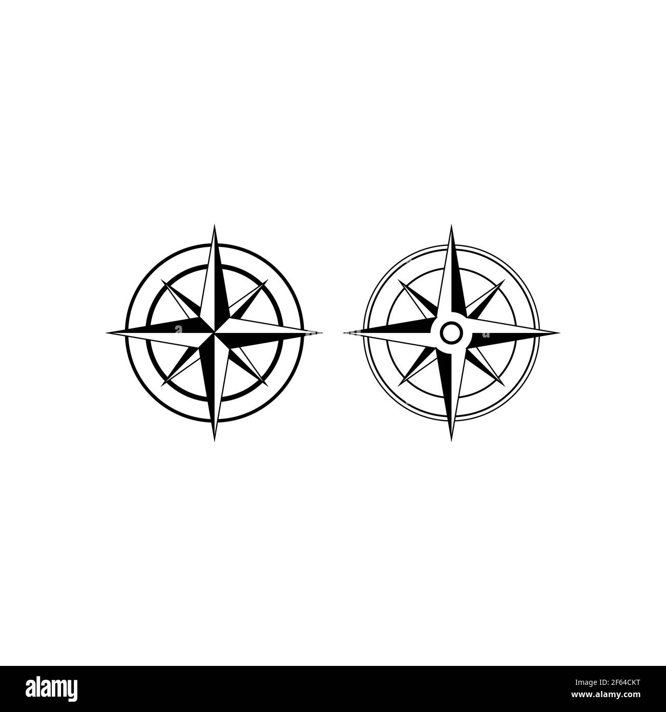 flat black compass icon isolated on white. compass traveler sign ...