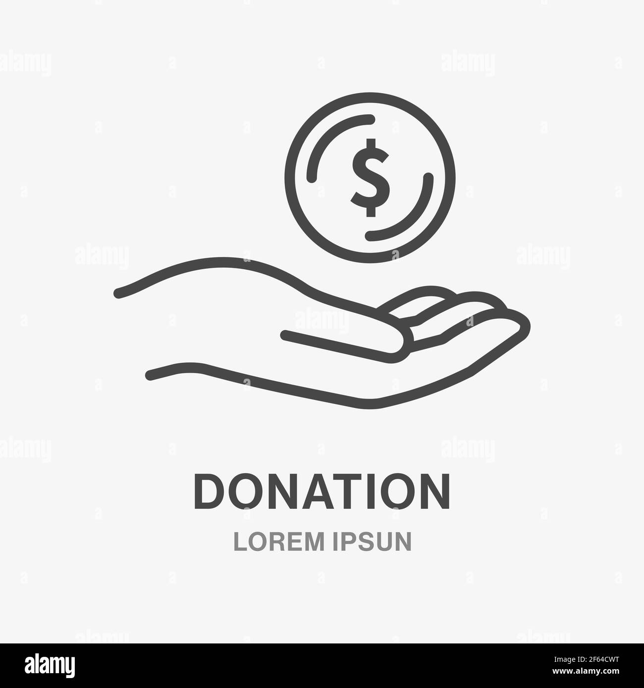 Hand coin thin line Cut Out Stock Images & Pictures - Alamy