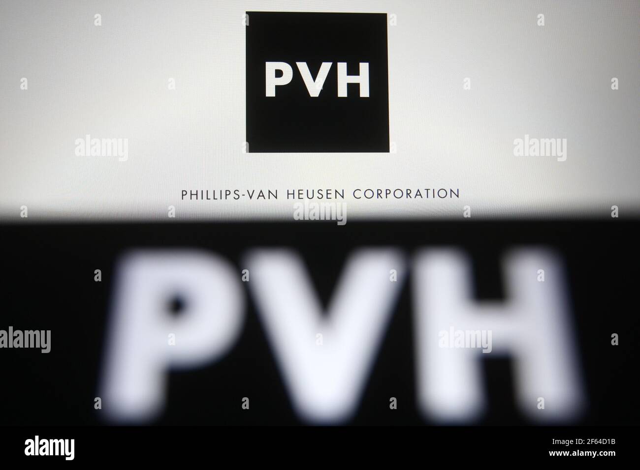Ukraine. 30th Mar, 2021. In this photo illustration the PVH Corp. logo ...