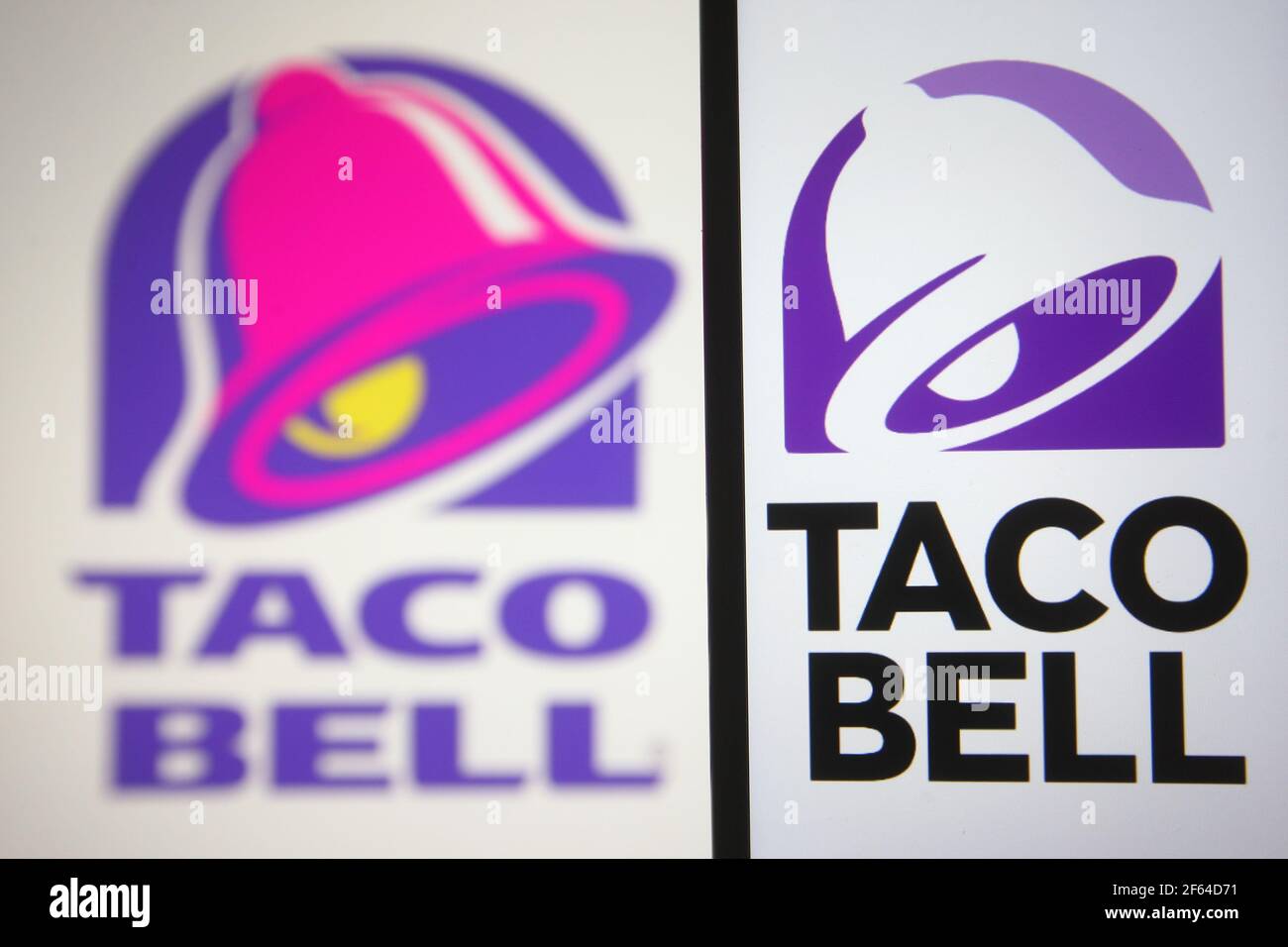 In this photo illustration the Taco Bell logo of a chain of fast food ...