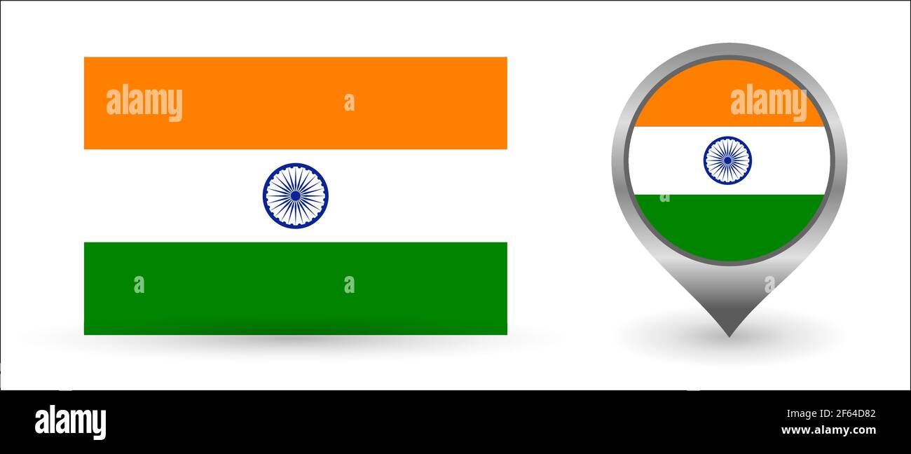 Vector flag India. Location point with flag India inside. Color symbol ...
