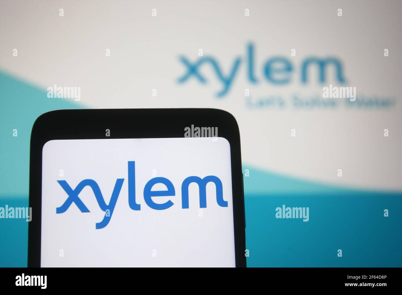In this photo illustration the Xylem logo of an US water technology ...