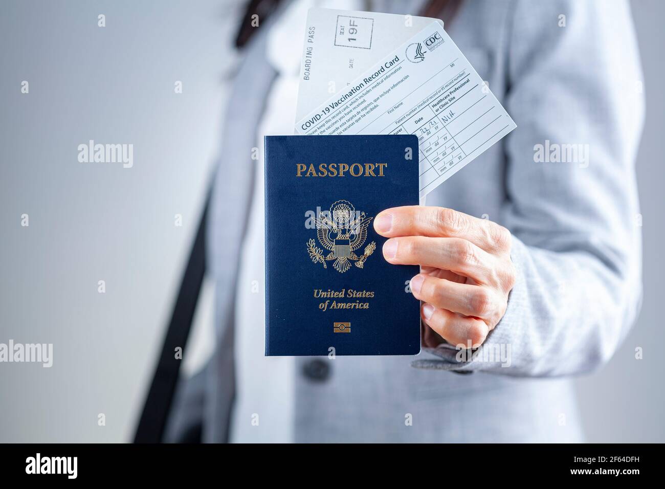 Clarksburg, MD, USA 03-29-2021: A caucasian businesswoman is showing ...